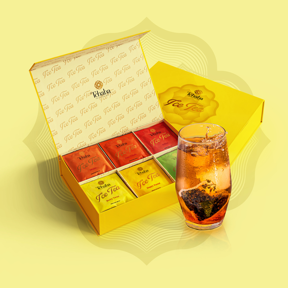 Coffret vert 6 cases, ice tea, Tchaba